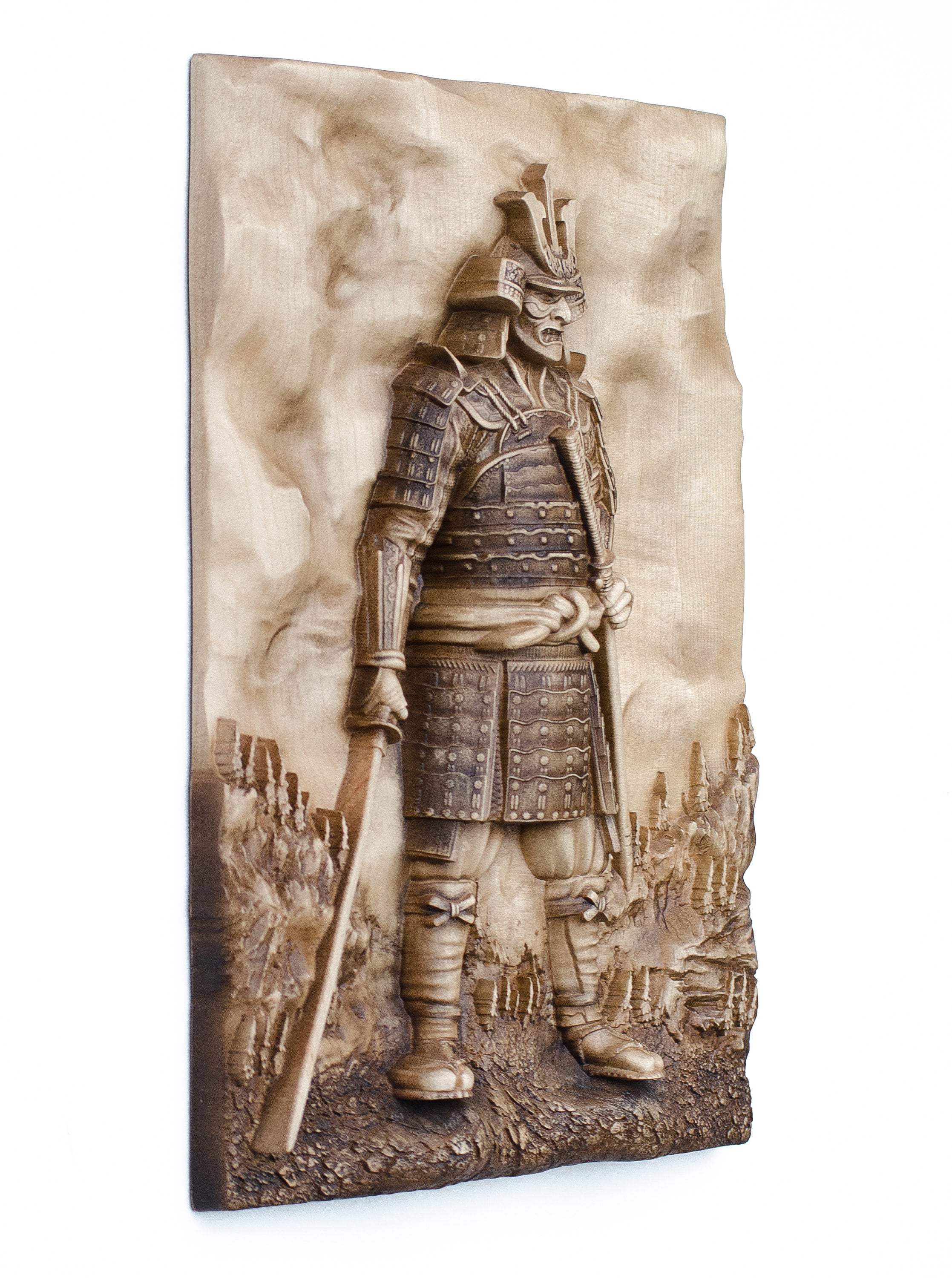Samurai Warrior Wood Carved Wall Art丨japanese Samurai Wood Carving丨 ...