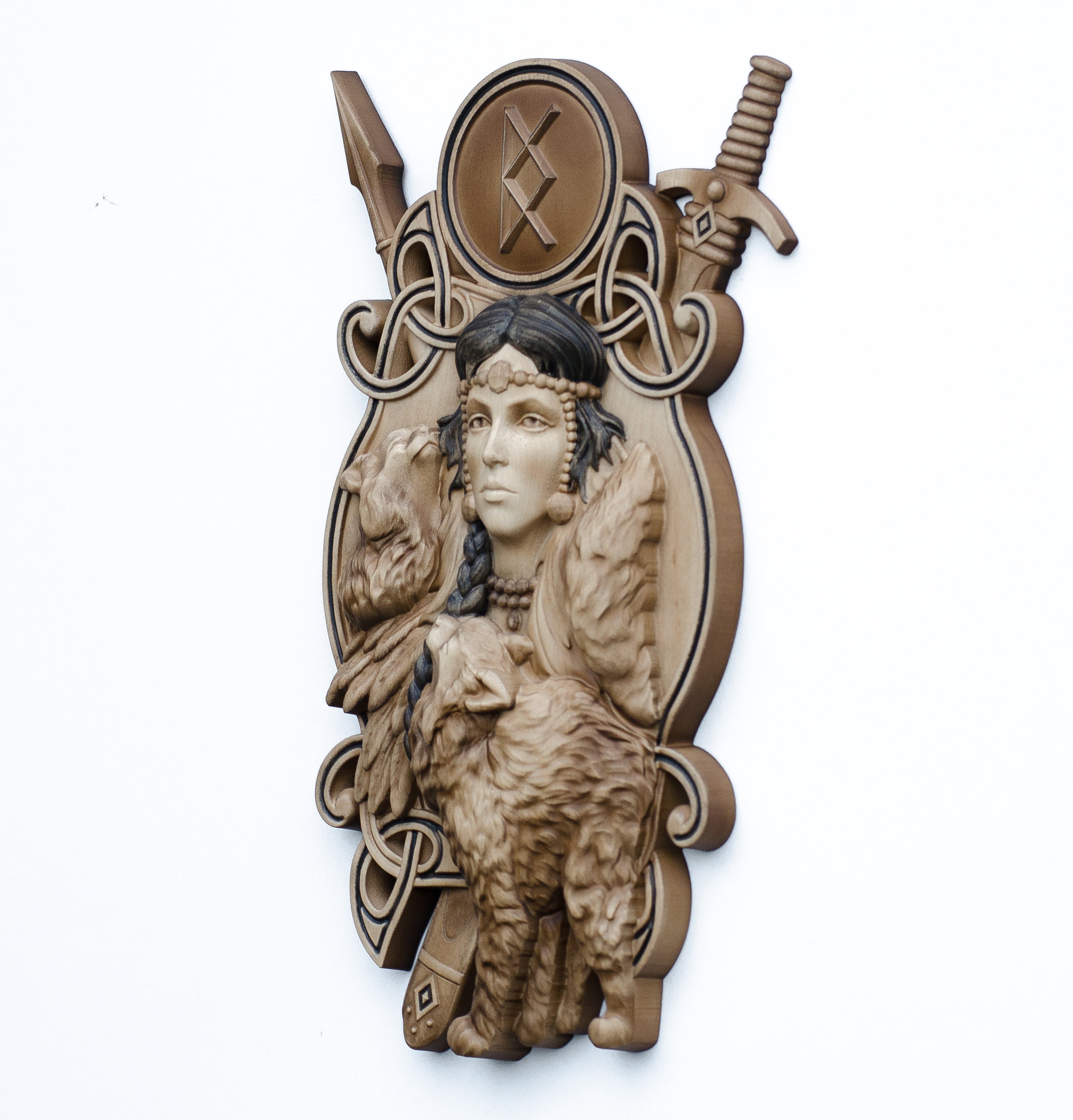 Norse Goddess Freya Wood Carving丨wood Carved Viking Decor丨highly ...