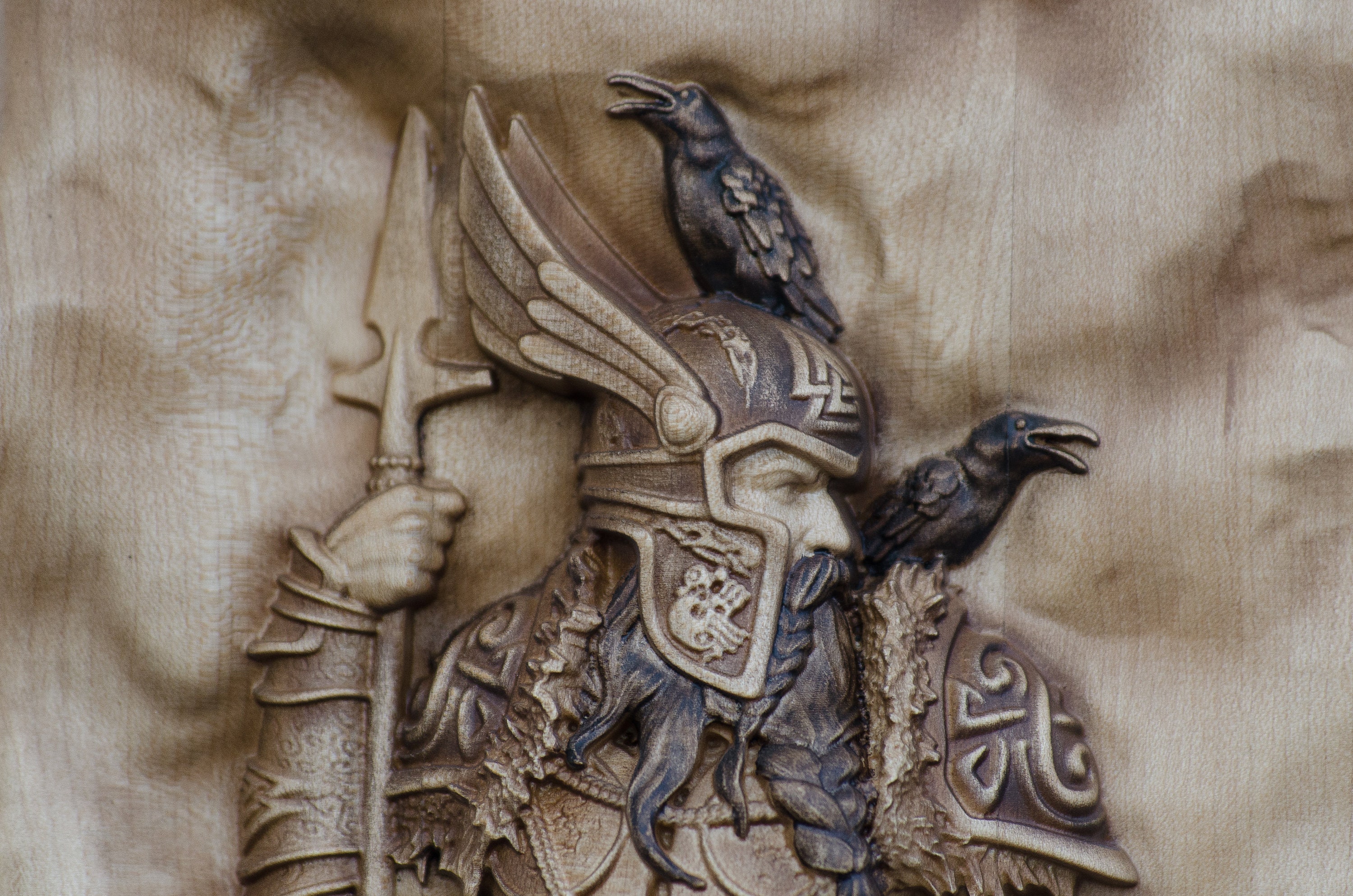 Scandinavian God Odin Wood Carving丨wood Carved Viking Decor丨highly ...