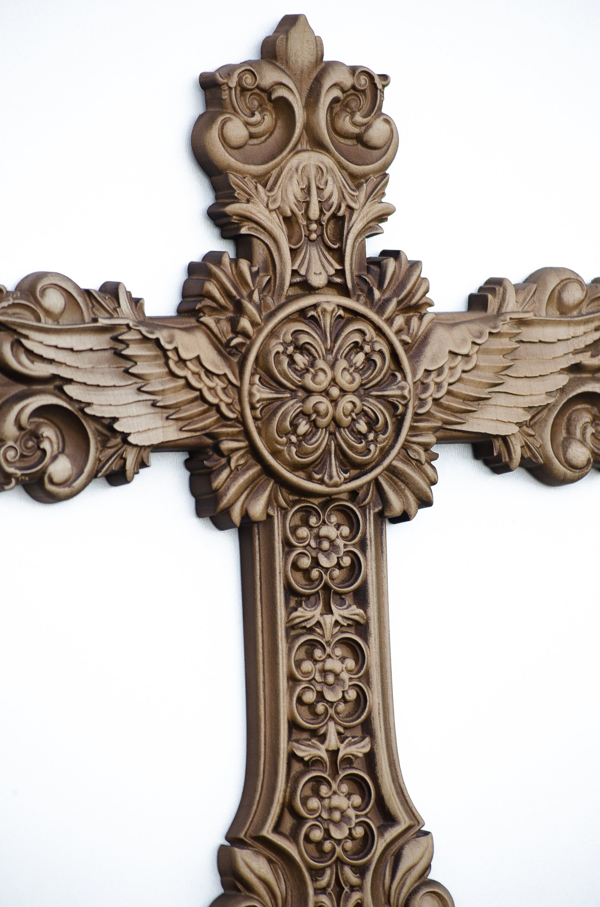 Wall Cross With Wings Wood Carving丨christian Wall Cross Wood Carved丨 ...