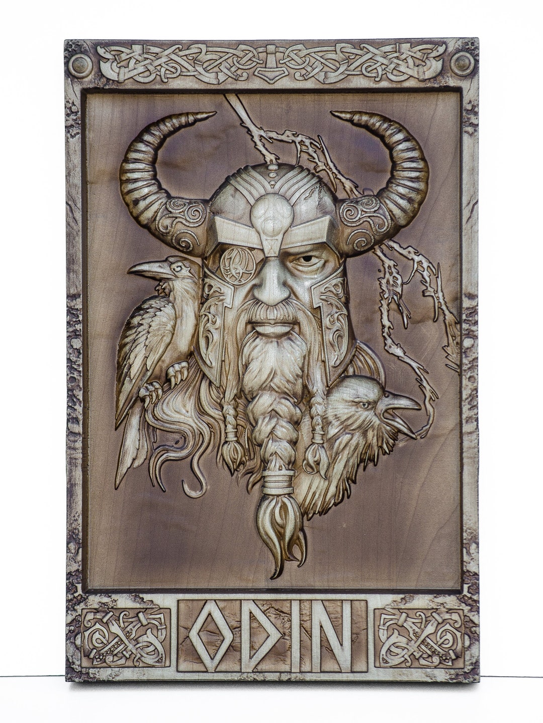 Scandinavian God Odin Wood Carving丨wood Carved Viking Decor丨highly ...