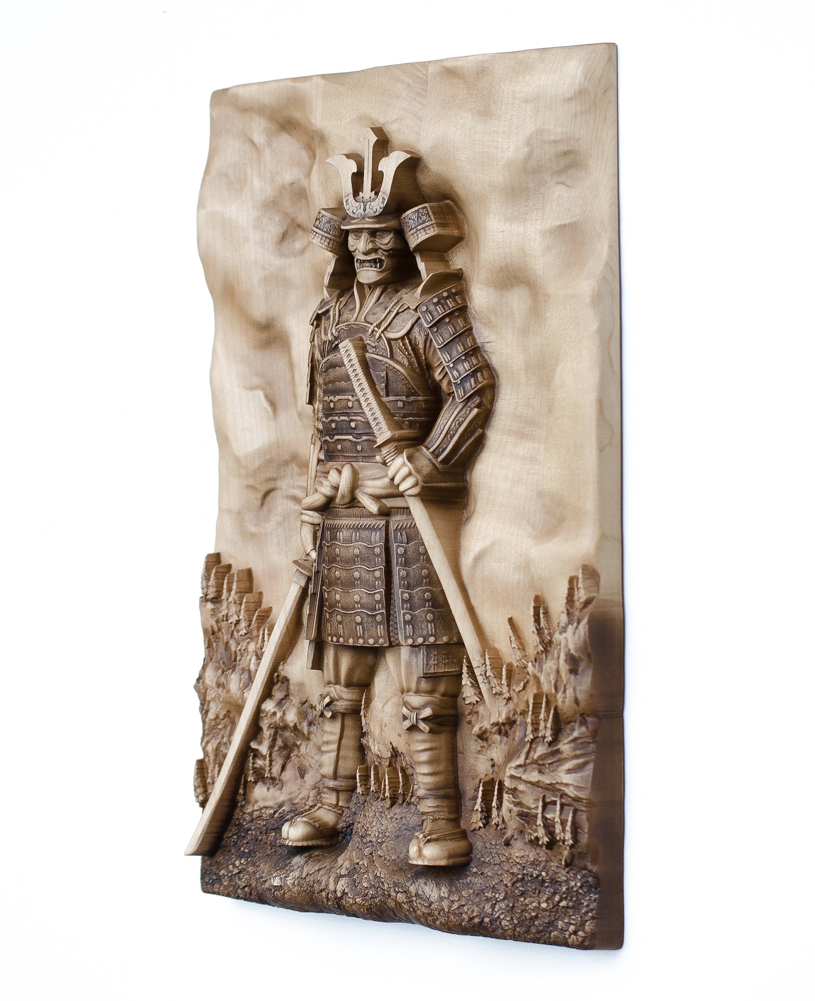 Samurai Warrior Wood Carved Wall Art丨japanese Samurai Wood - Etsy