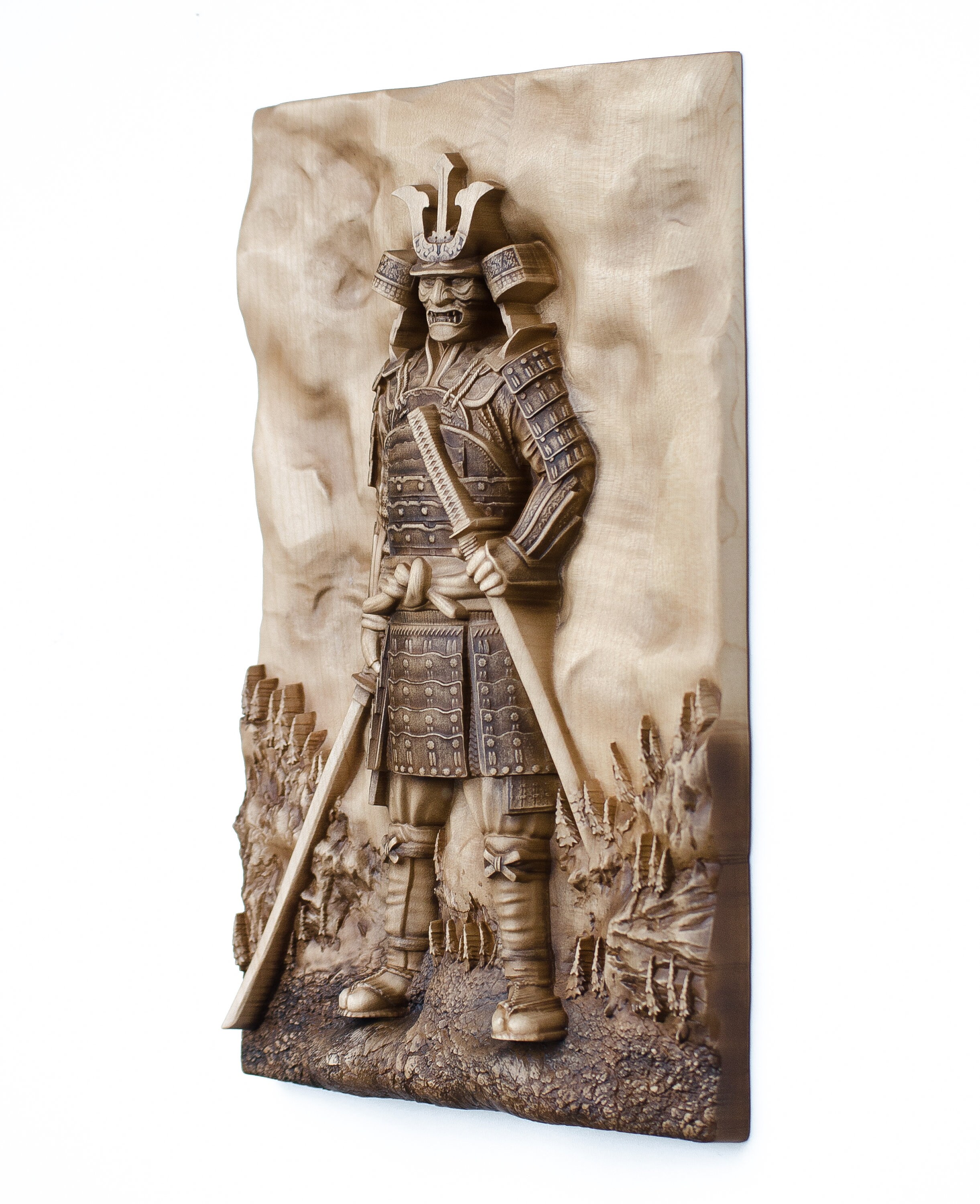 Samurai Warrior Wood Carved Wall Art丨japanese Samurai Wood - Etsy