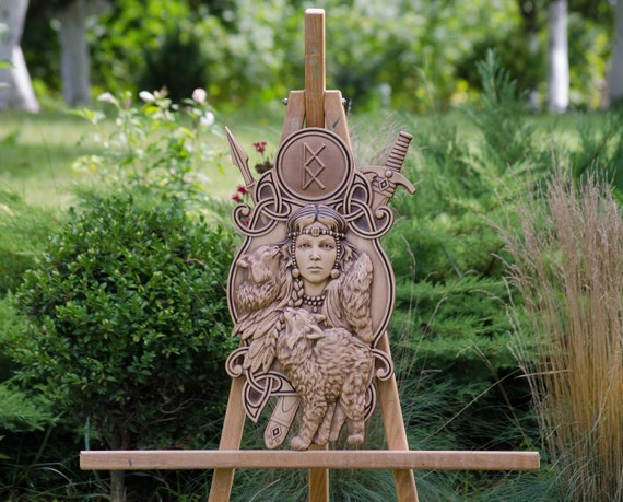 Norse Goddess Freya Wood Carving丨wood Carved Viking - Etsy