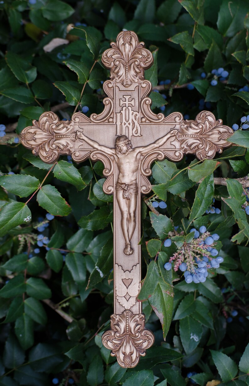 Crucifix Wood Carving丨wooden Christian Wall Crucifix丨highly Detailed 3D ...