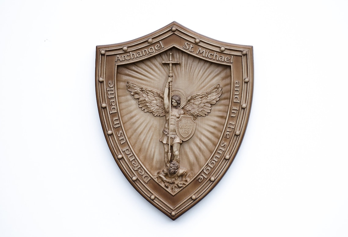 Shield With St Michael Wood Carving丨archangel Michael in - Etsy