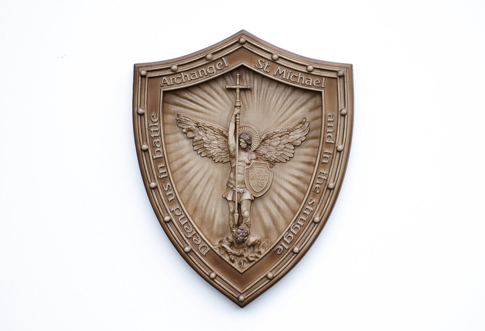 Shield With St Michael Wood Carving丨archangel Michael in - Etsy