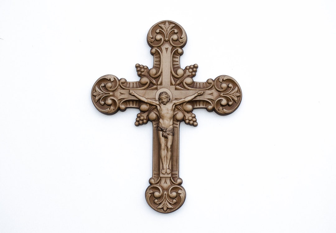 Crucifix Wood Carving丨wooden Christian Wall Crucifix丨highly Detailed 3D ...