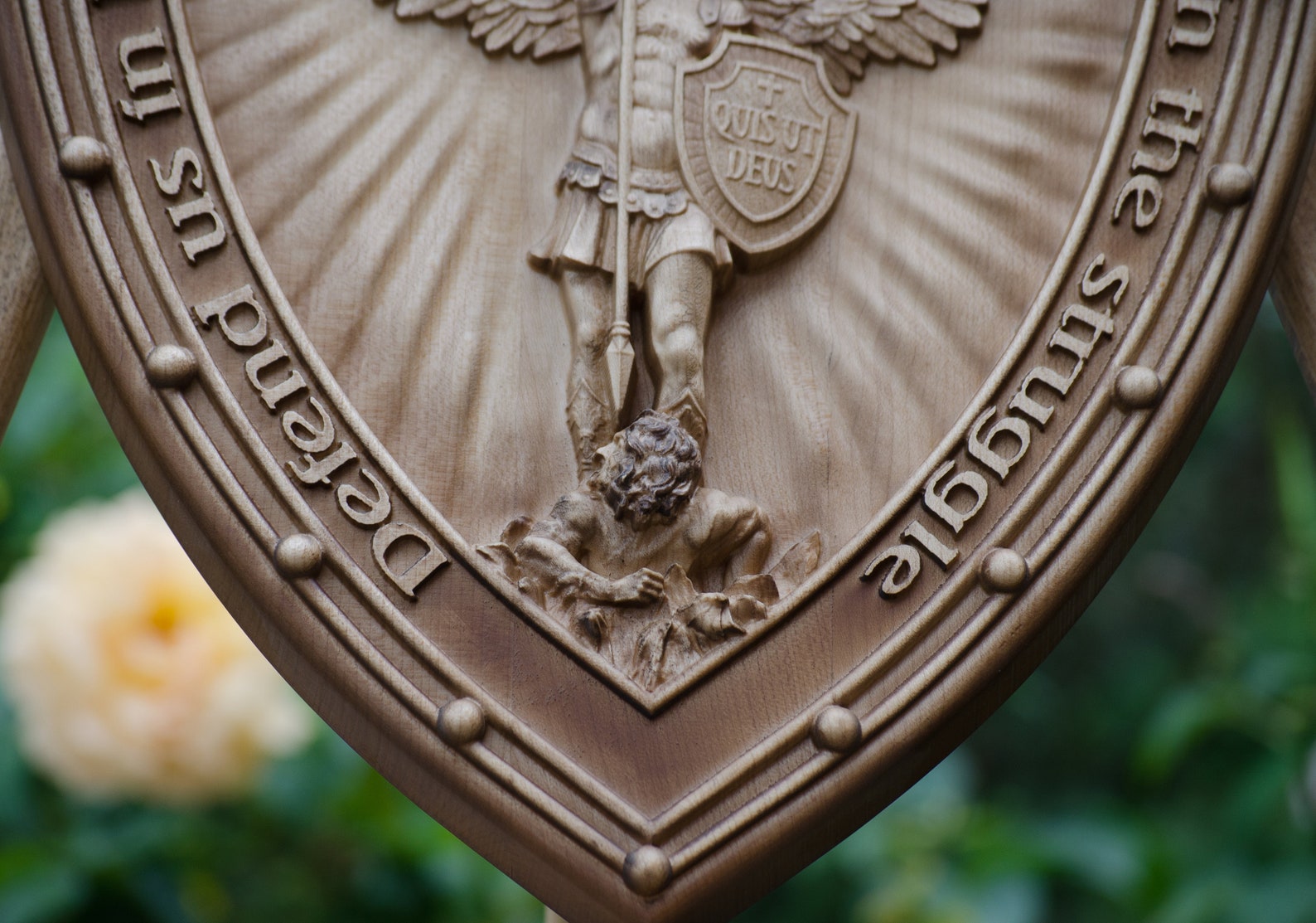 Shield With St Michael Wood Carving丨archangel Michael in Battle Wood ...