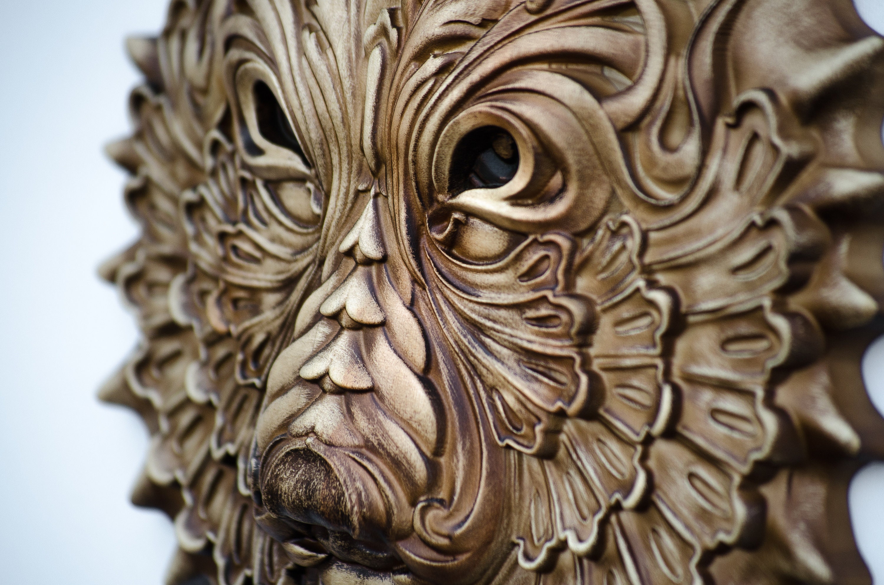 Wolf Wood Carving丨wolf Head Wall Décor丨highly Detailed 3D Wood Carved ...