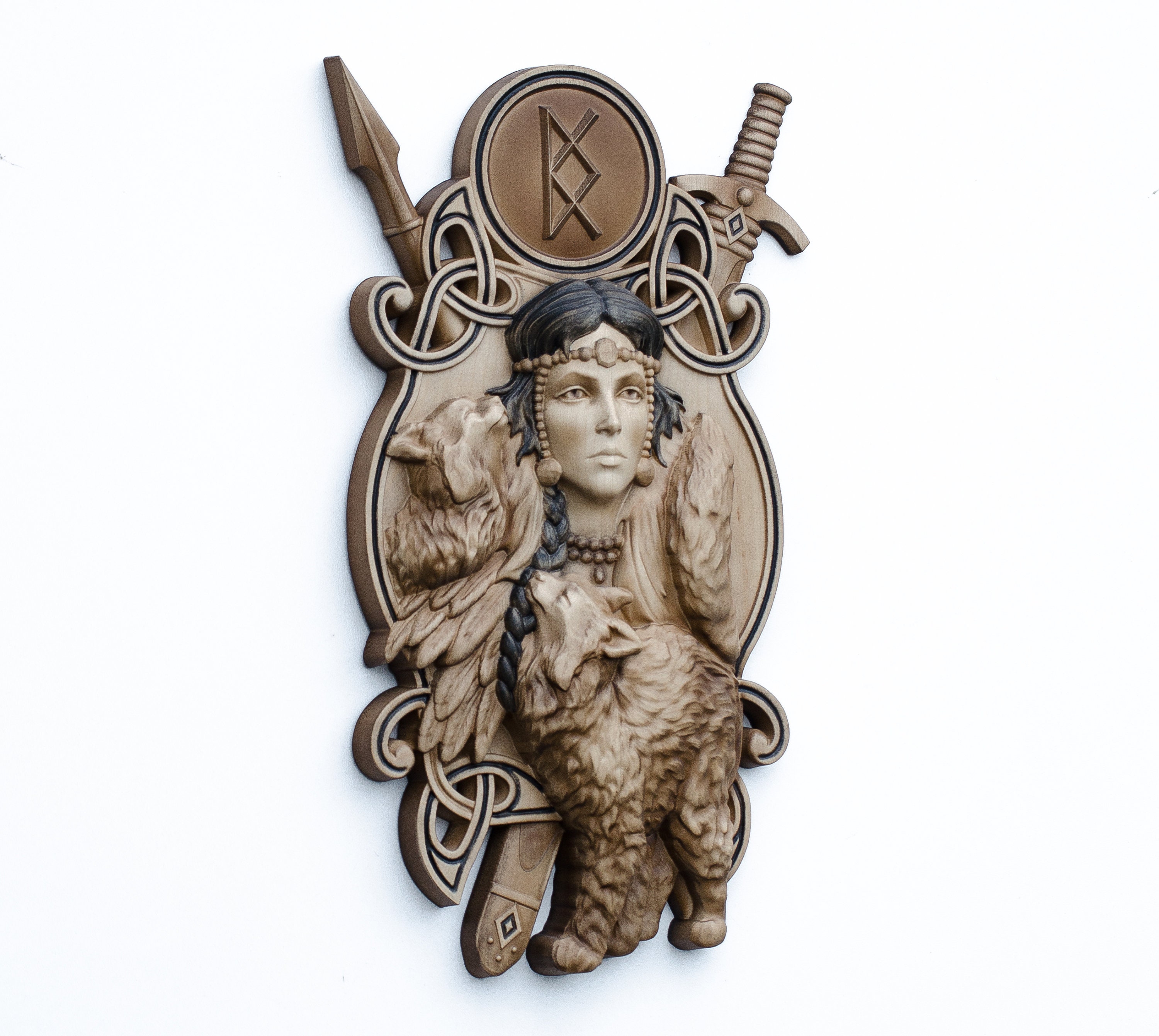 Norse Goddess Freya Wood Carving丨wood Carved Viking Decor丨highly ...