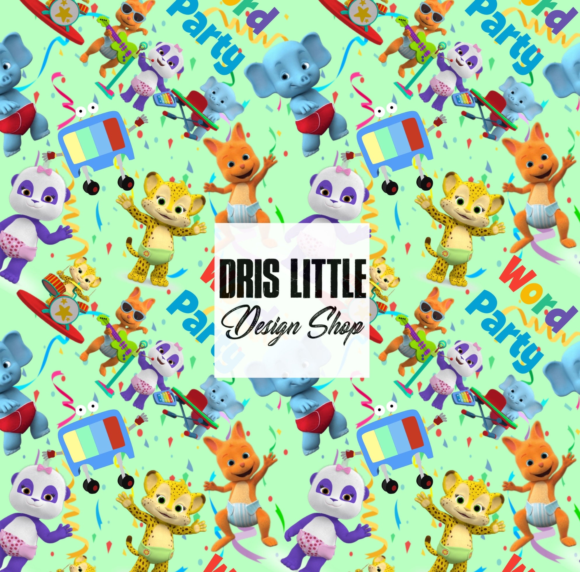 Word Party Seamless File Pattern Light Green Files - Etsy