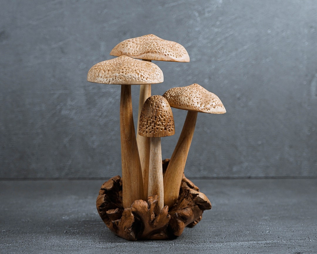 Handmade Mushroom Wood Carving: Rustic Table Decor 8.2" - Etsy
