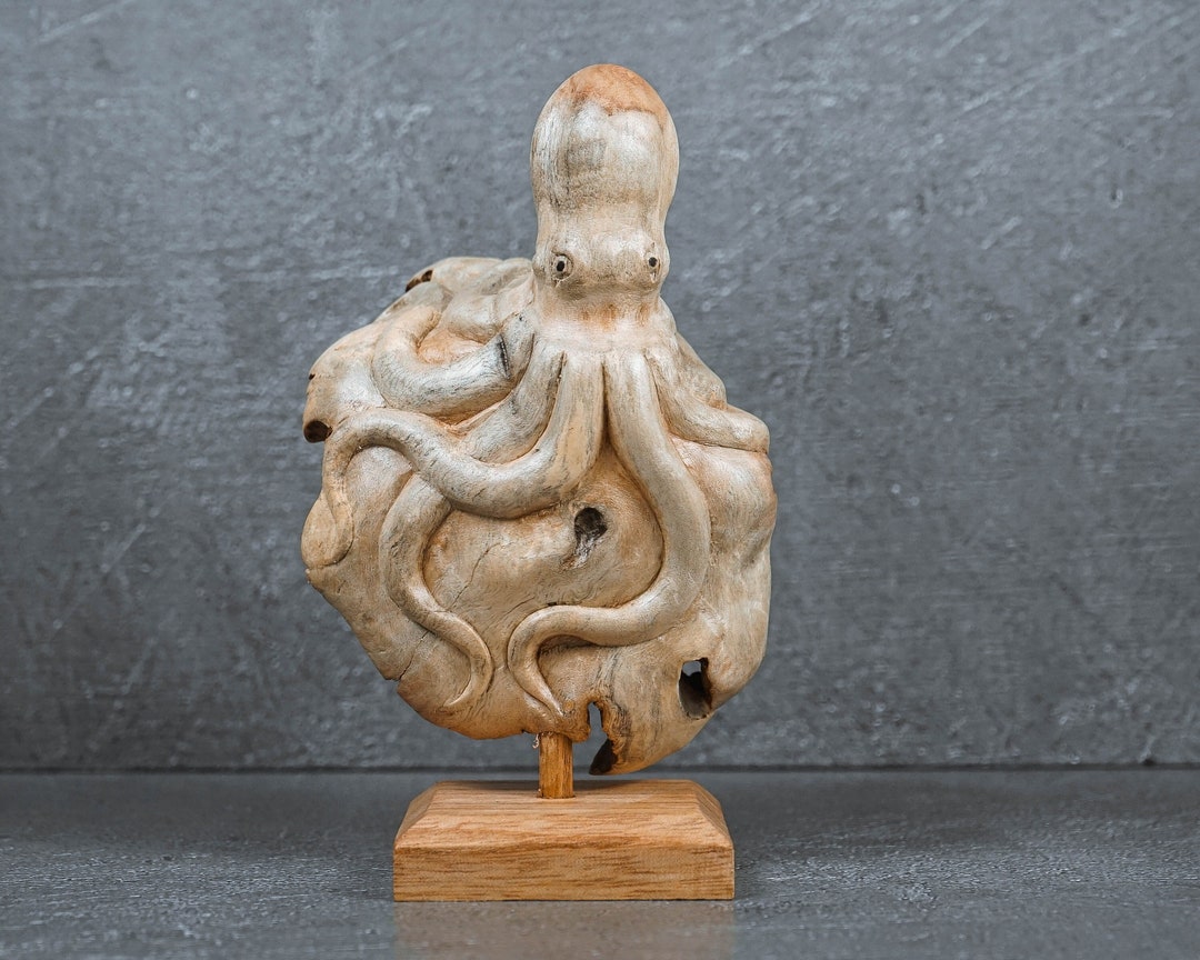 Wooden Octopus Sculpture 6", Unique Sculpture, Ocean, Marine Life ...