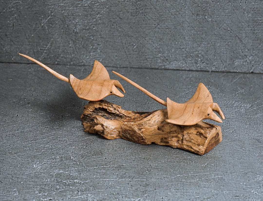 Hand Carved Wooden Manta Ray Sculpture, Tropical Decor, 8" Width - Etsy