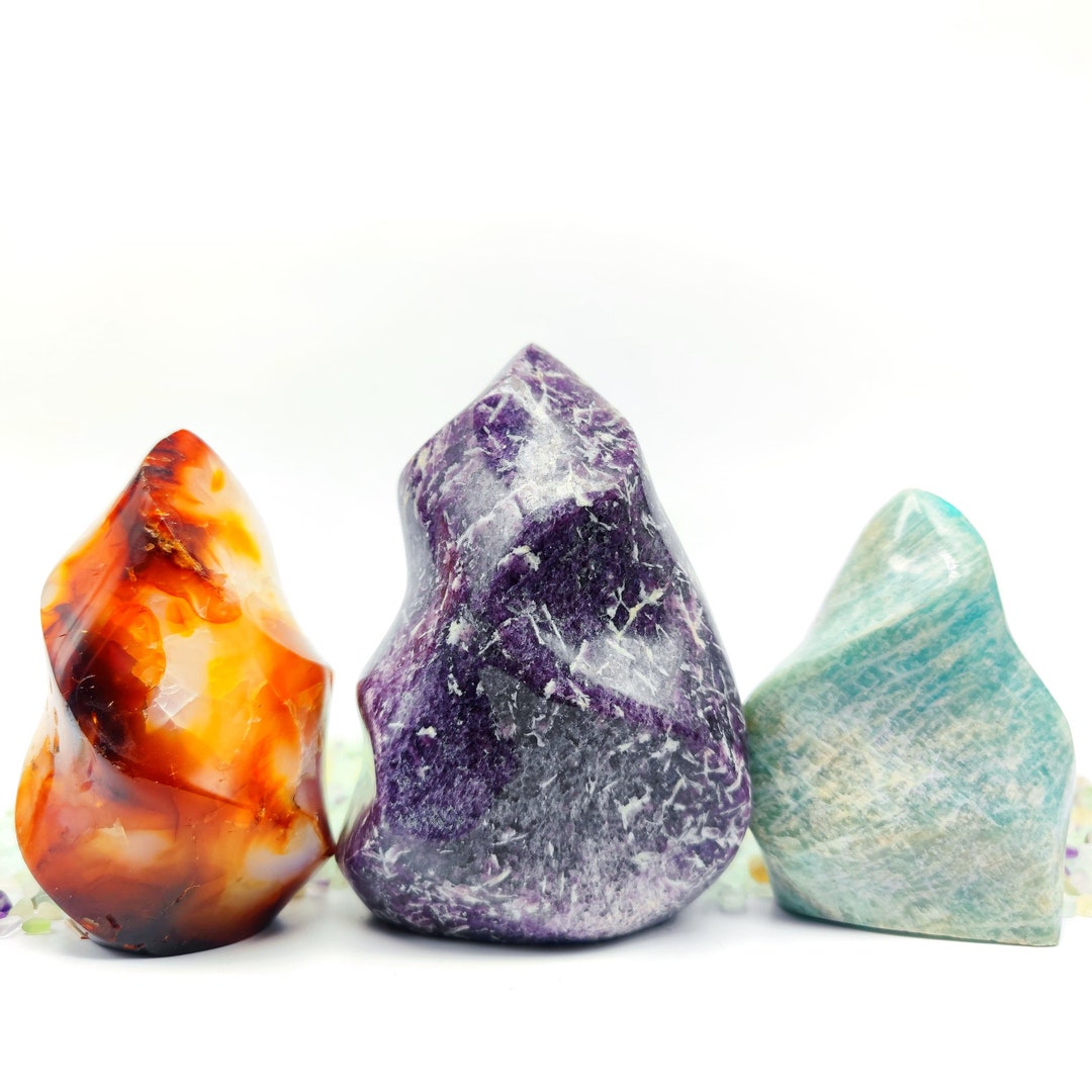Crystal Flame Tower Carving Reiki Amazonite Purple Mica Agate Mineral ...