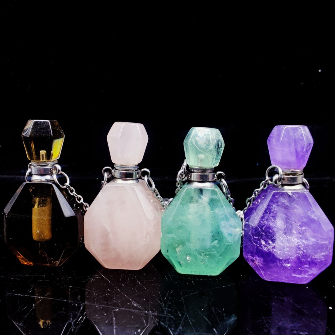 Crystal Gemstone Essential Oil Diffuser Perfume Bottle Necklace ...
