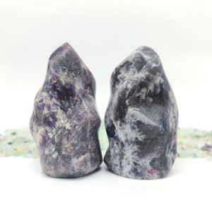 Crystal Flame Tower Carving Reiki Amazonite Purple Mica Agate Mineral ...