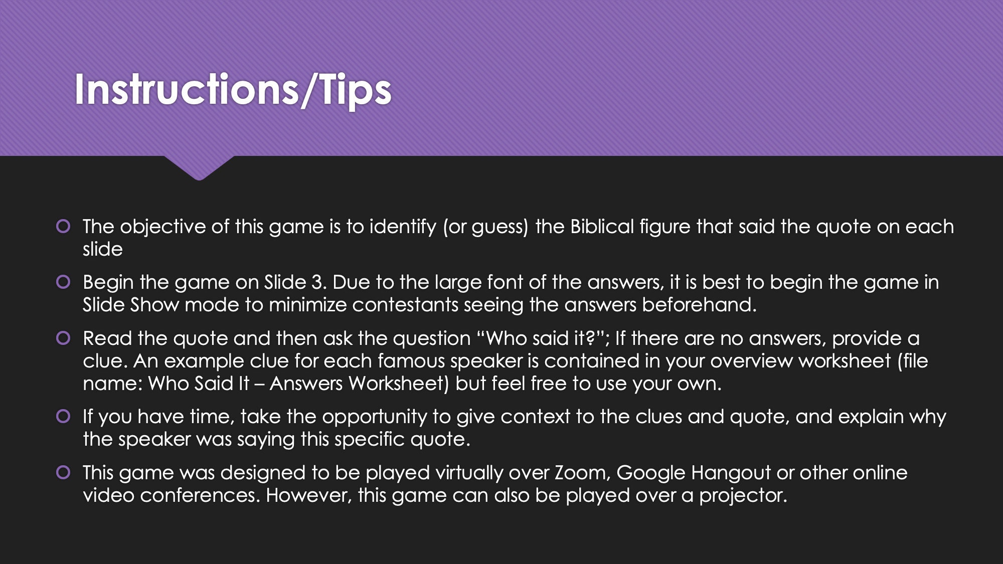 Bible Game for Zoom WHO SAID IT New Testament Edition Instant Digital ...