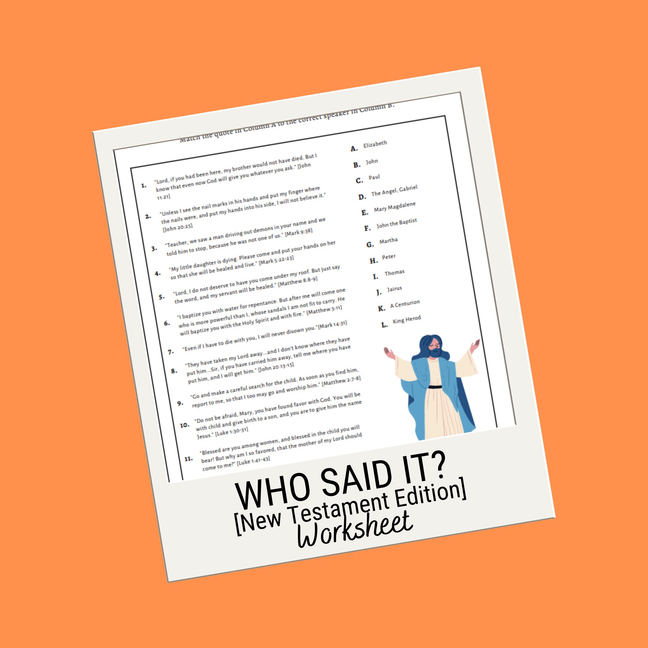 Bible Game Printable WHO SAID IT New Testament Edition Instant File ...