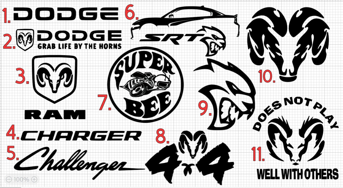 Dodge Vehicle Decals, Dodge Ram, Dodge Charger, Dodge Challenger Car ...