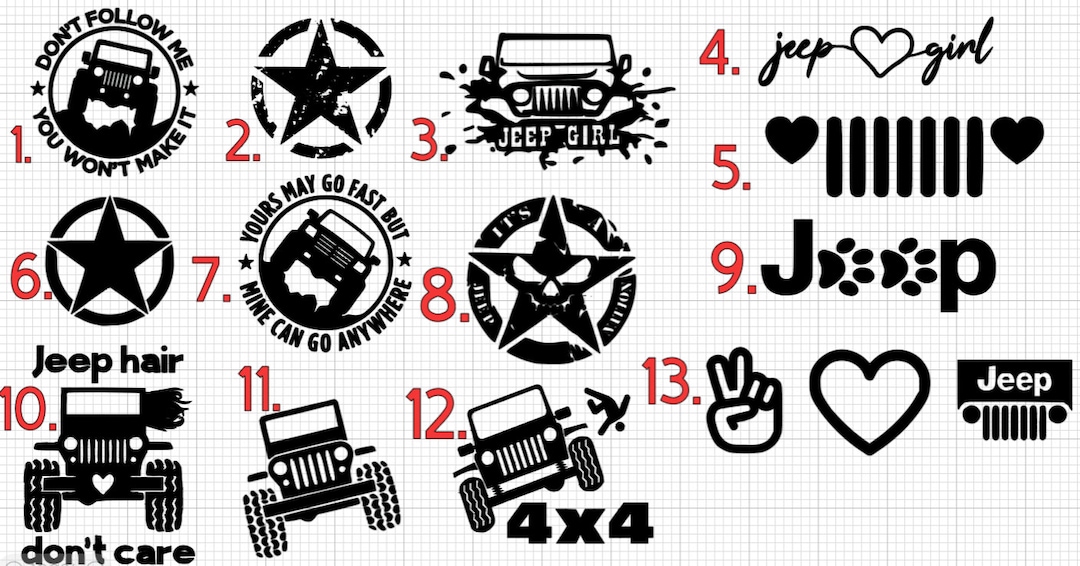 Jeep Decals, Car Stickers, Window Decals, Wall Decals, Bumper Stickers ...