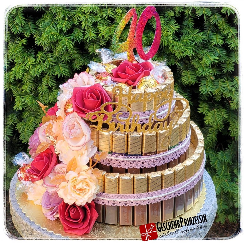Merci Cake 3-tier Birthday Gift Chocolate Cake Pralines Cake - Etsy ...