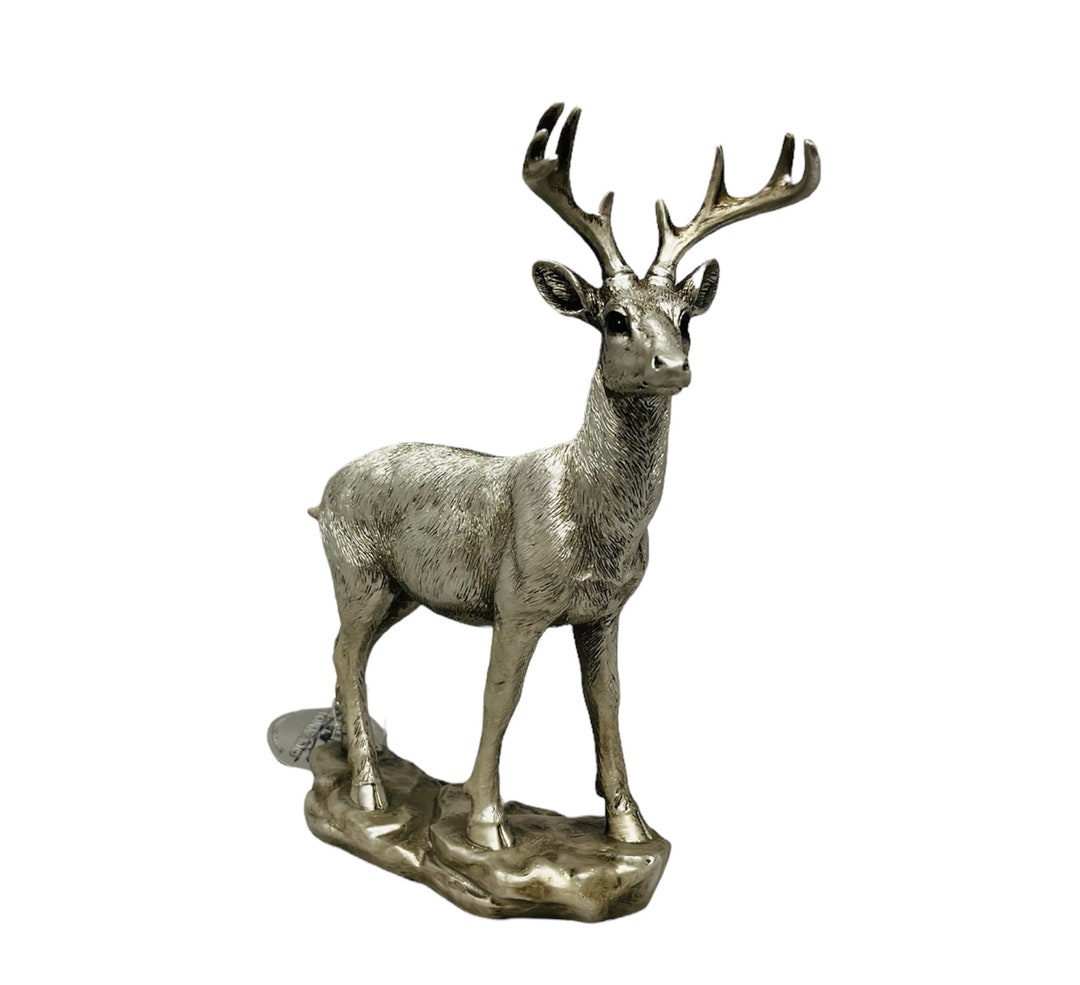 Resin Silver Deer Figurine Antique/vintage Finish Woodland - Etsy