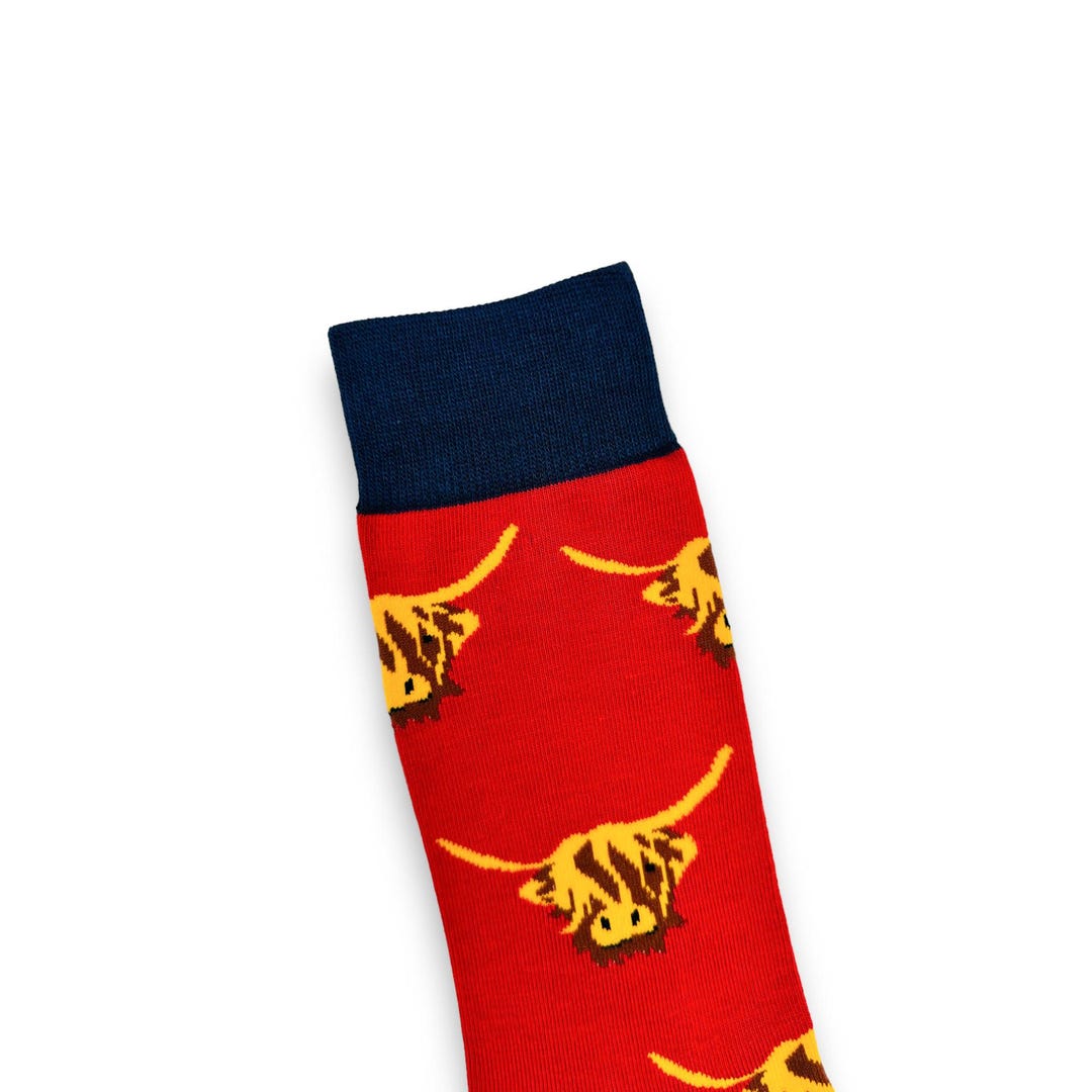 Highland Cow Face Socks Red Scotland Souvenir Gifts for Him Gifts for ...