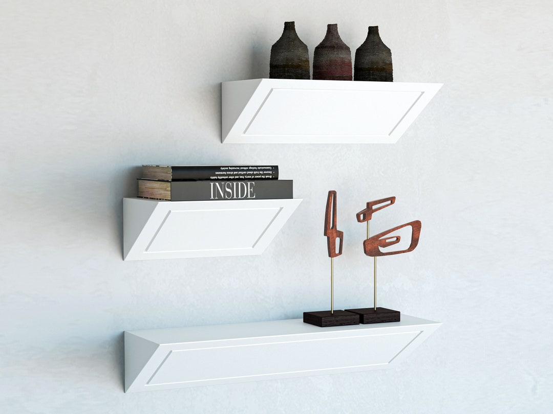 Triangle Wall & Display Floating Shelves Set of 3 Triangle Bookcases ...