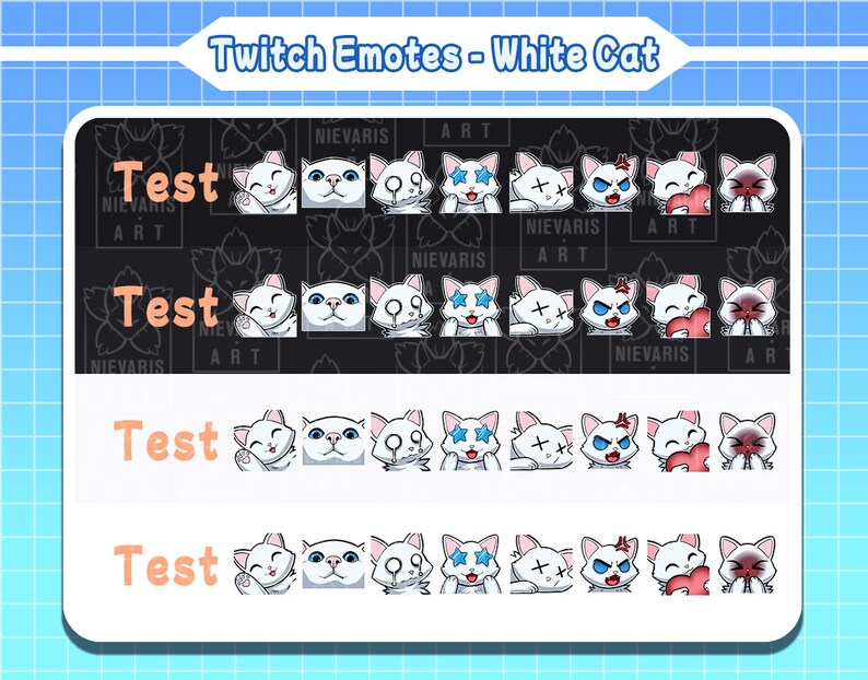 Twitch Emote / Cute White Cat Emotes Pack (hello, Curious, Cry, Hype ...