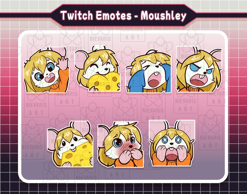Twitch Emotes Pack "moushley" - Cute and Fun Emojis for Streamers - Etsy