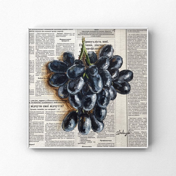 Grape Painting Original Oil Painting Grape Wall Art Fruit - Etsy