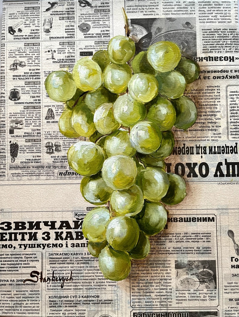 Grape Painting Original Oil Painting Grape Wall Art Fruit - Etsy
