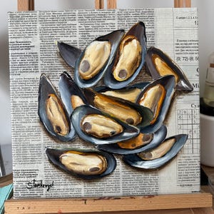 Mussels Painting Fish Painting Seafood Art Original Oil Paining ...