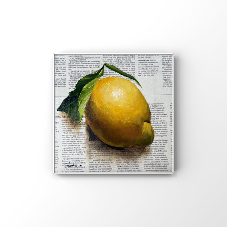 Lemon Painting Original Oil Painting Fruit Wall Art Citrus Cafe Wall ...