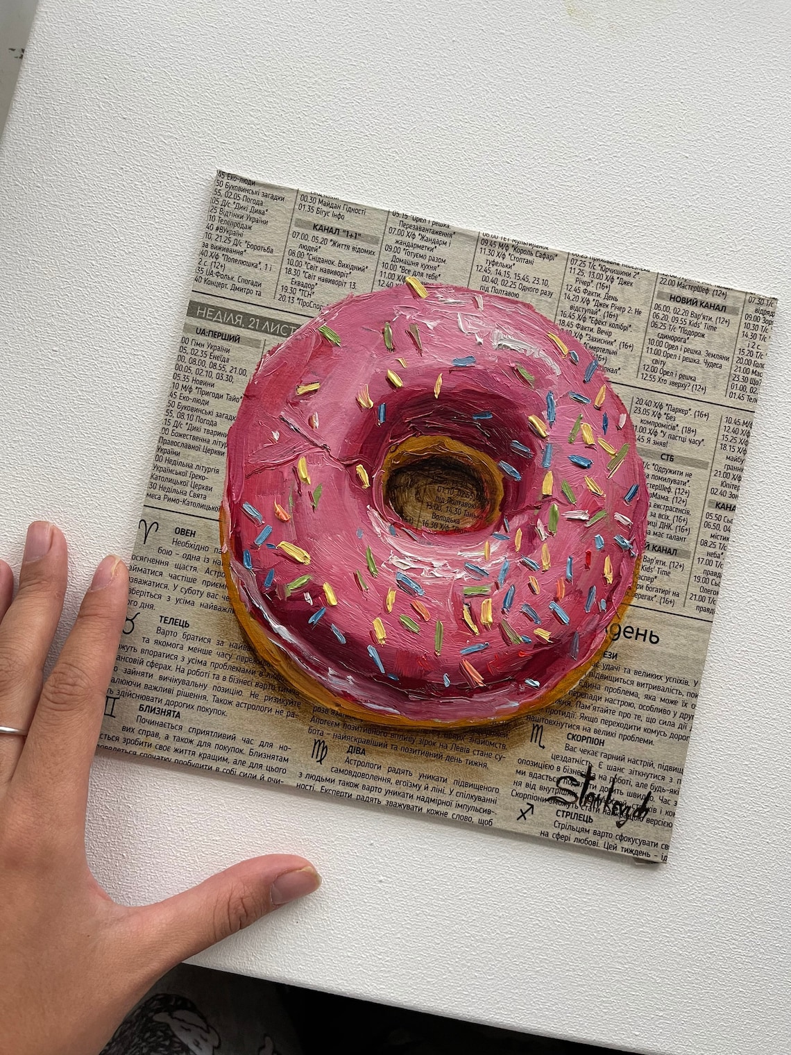 Donut Painting Doughnut Art Donut Wall Art Newspaper Art - Etsy