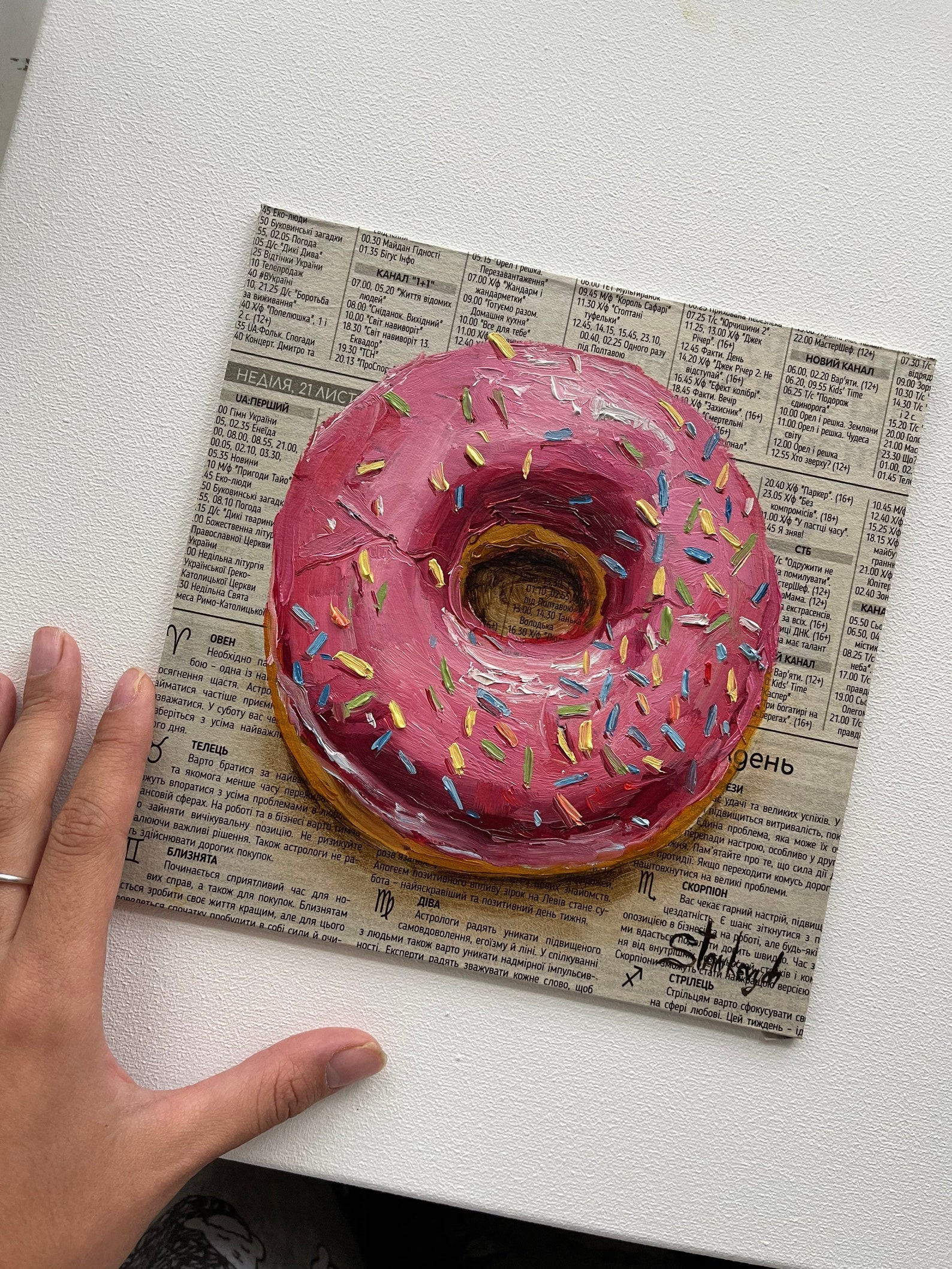 Donut Painting Doughnut Art Donut Wall Art Newspaper Art - Etsy