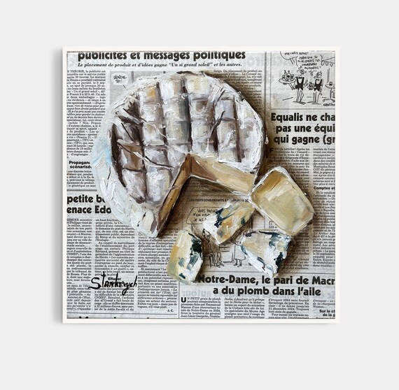 Cheese Painting Food Painting Original Oil Painting Newspaper - Etsy