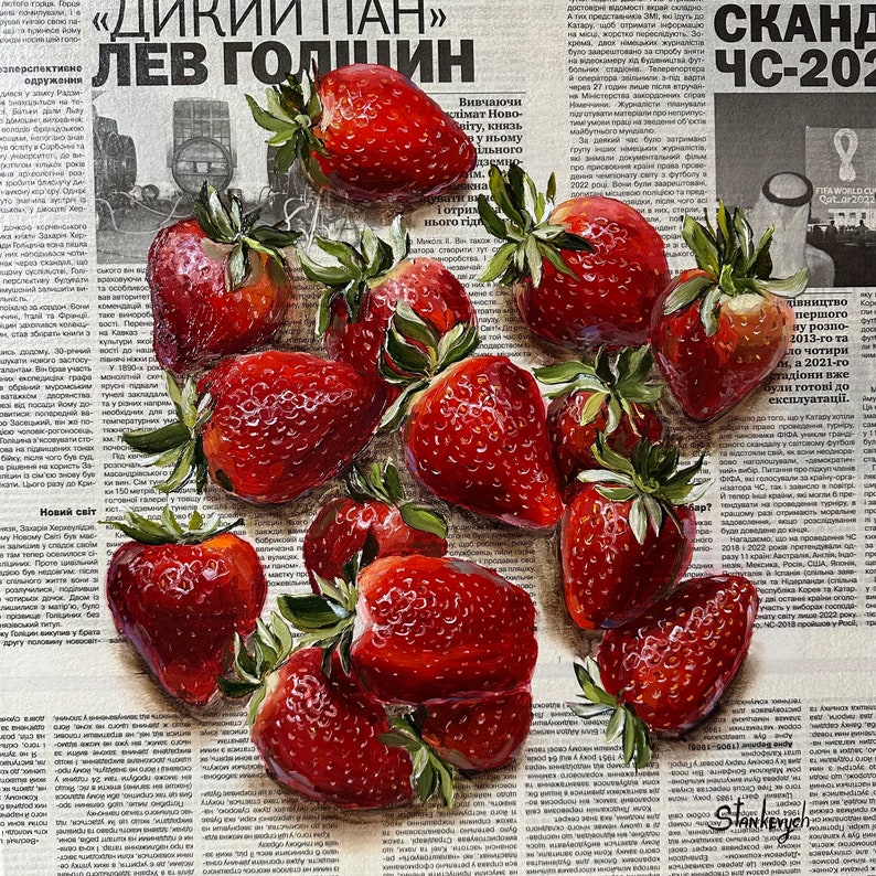 Strawberry Art Fruit Wall Art Strawberry Painting Still Life - Etsy