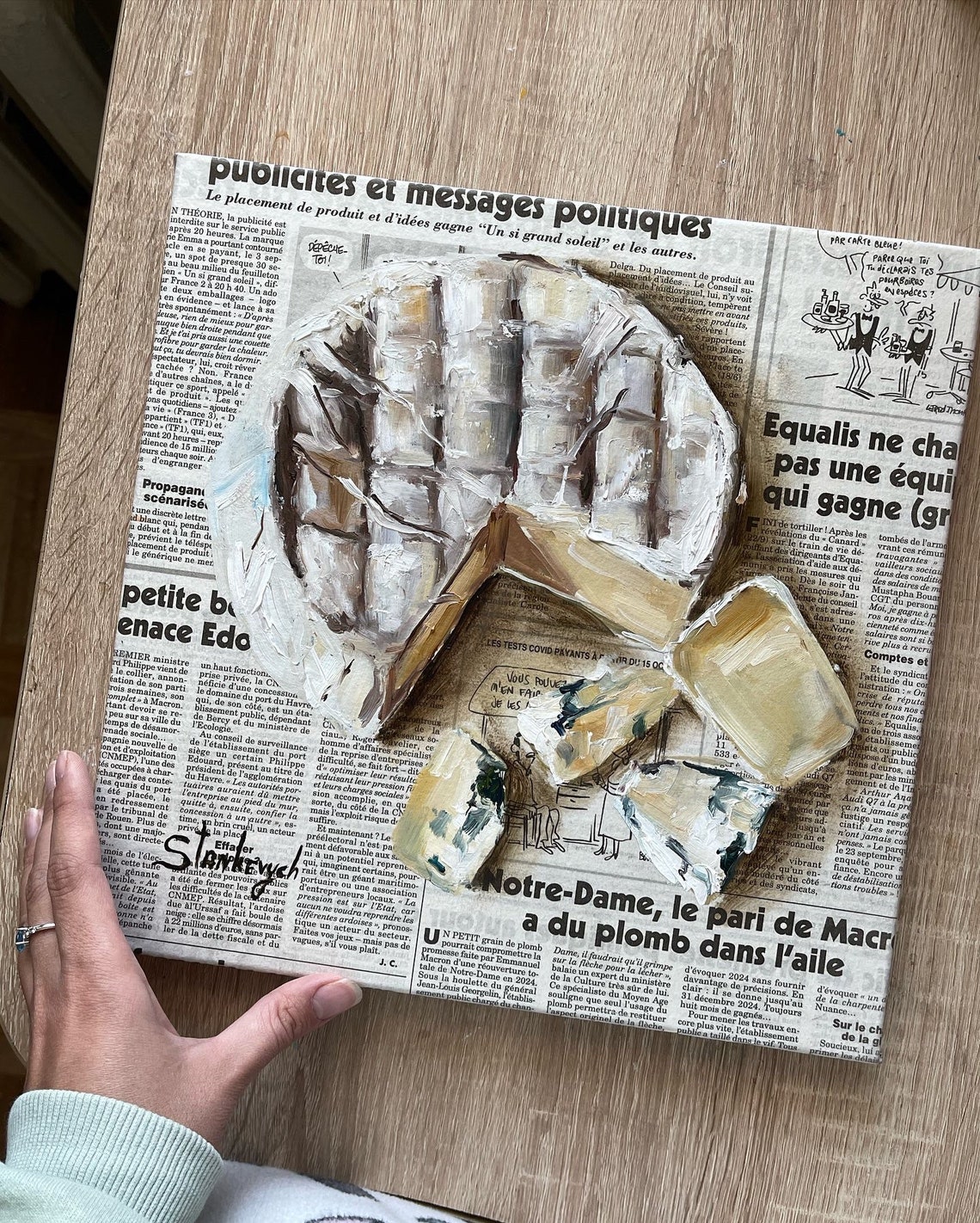 Cheese Painting Food Painting Original Oil Painting Newspaper - Etsy