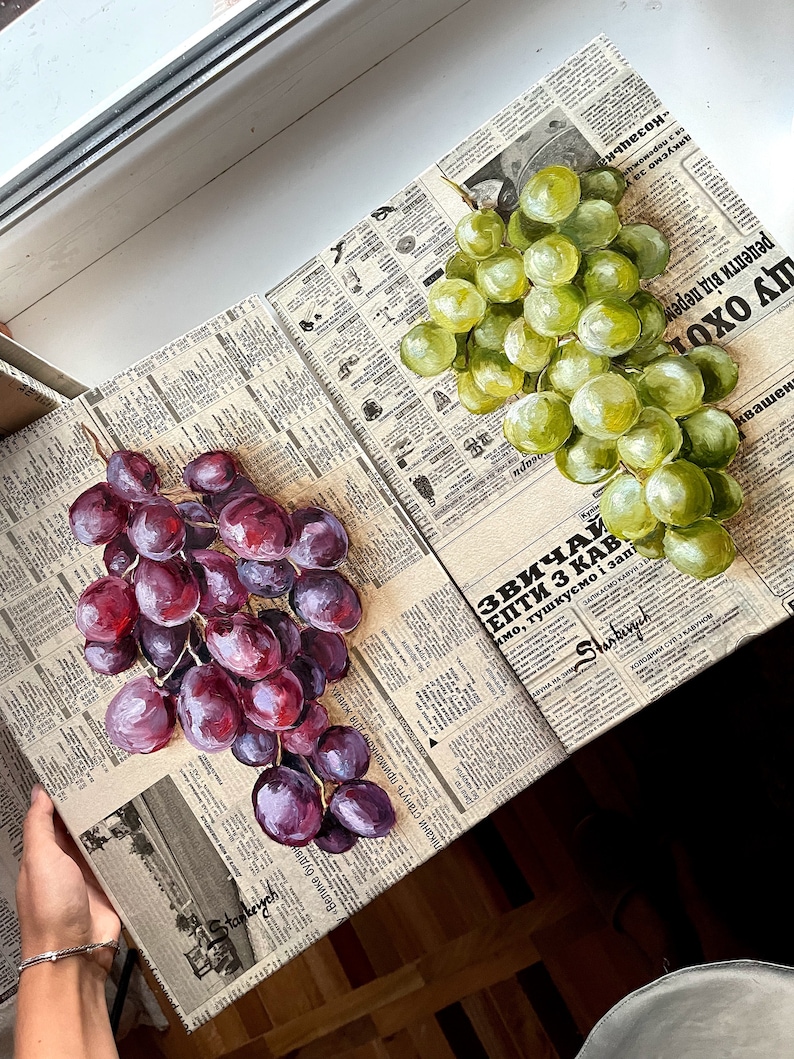 Grape Painting Original Oil Painting Grape Wall Art Fruit - Etsy