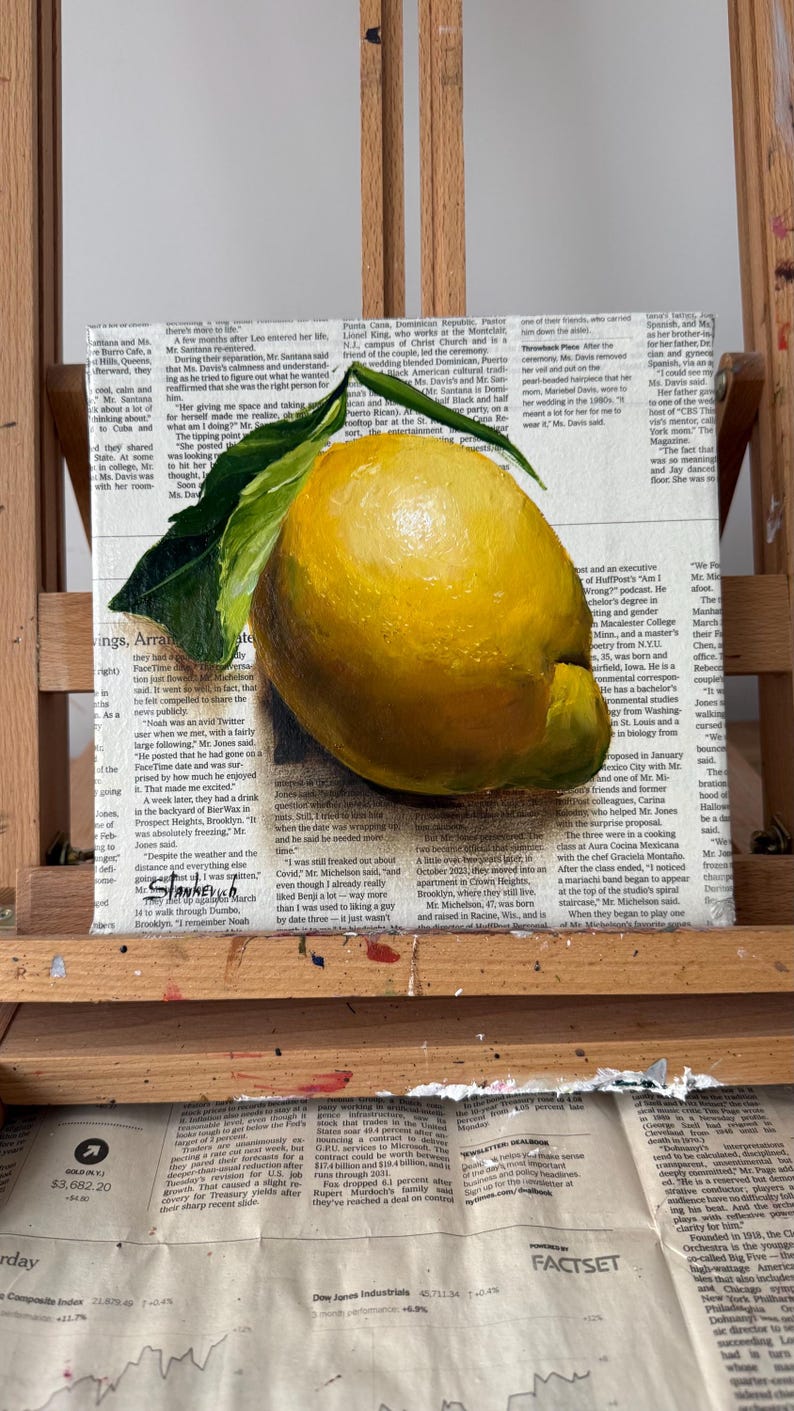 Lemon Painting Original Oil Painting Fruit Wall Art Citrus Cafe Wall ...