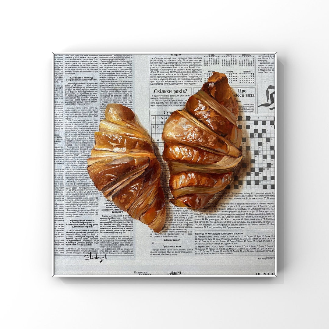 Croissant Painting Wall Art Food Painting Large Original Oil Painting ...