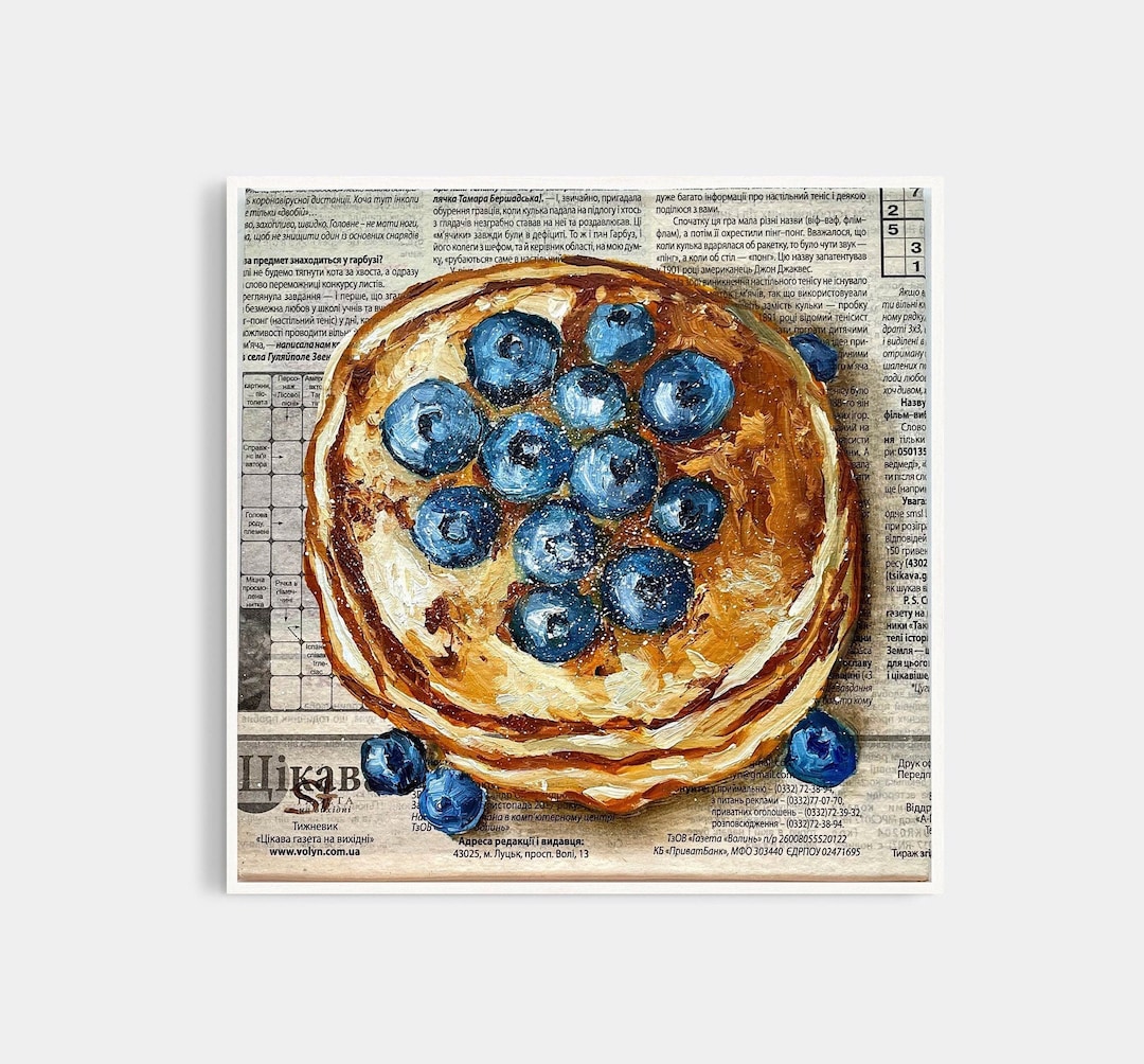 Pancakes Painting Original Oil Painting Newspeper Art Breakfast ...