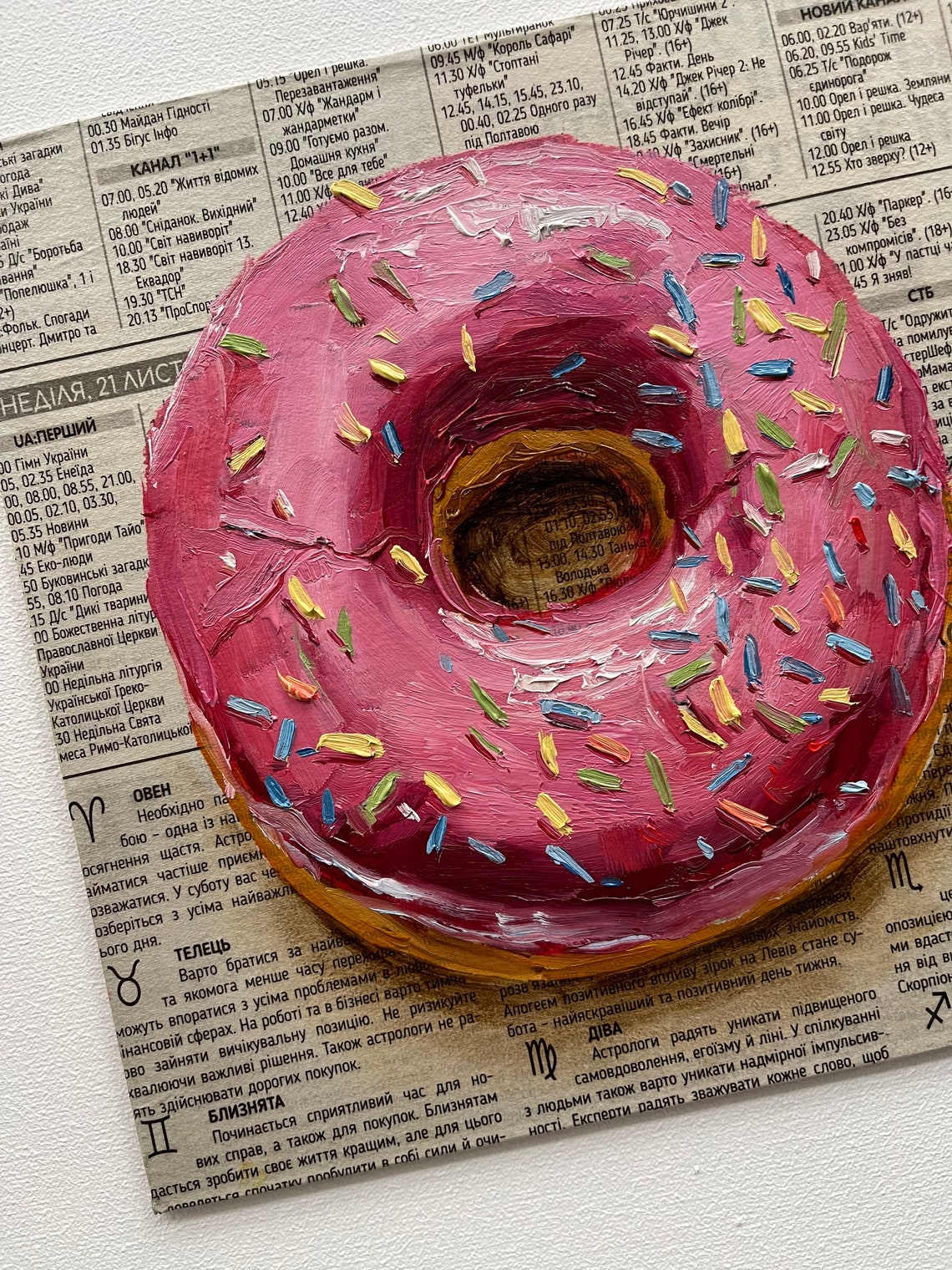 Donut Painting Doughnut Art Donut Wall Art Newspaper Art - Etsy