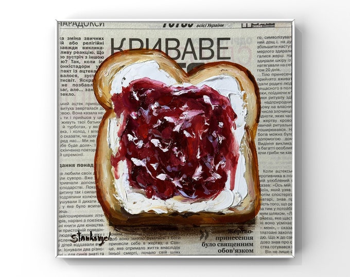 Jam Toast Art Food Painting Original Oil Painting Food Wall - Etsy
