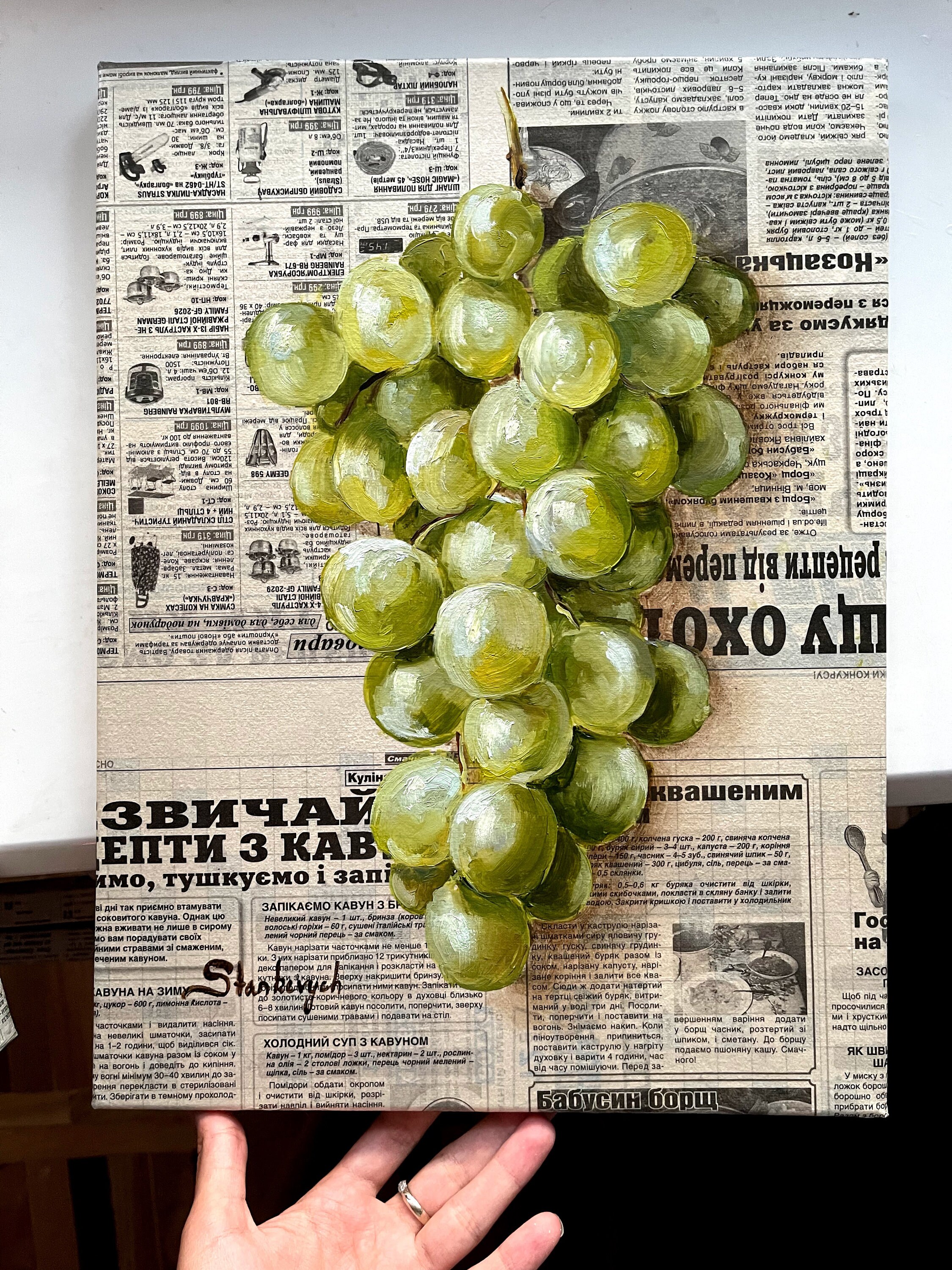 Grape Wall Art Original Oil Painting Fruit Painting Cafe Wall Decor ...