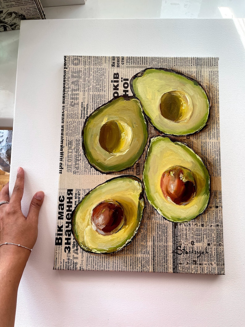 Avocado wall art Avocado painting Original oil painting Food | Etsy