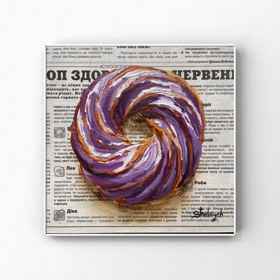 Donut Painting Doughnut Art Donut Wall Art Newspaper Art - Etsy